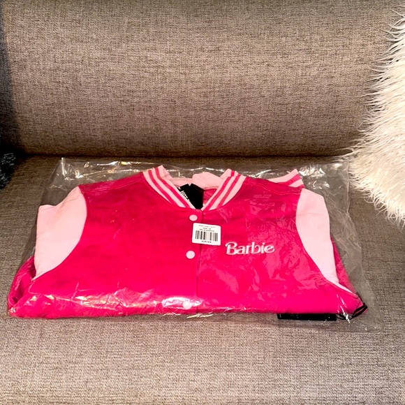 Barbie | Jackets & Coats | Nwt Barbie Pink Varsity Jacket Pink Barbie ...